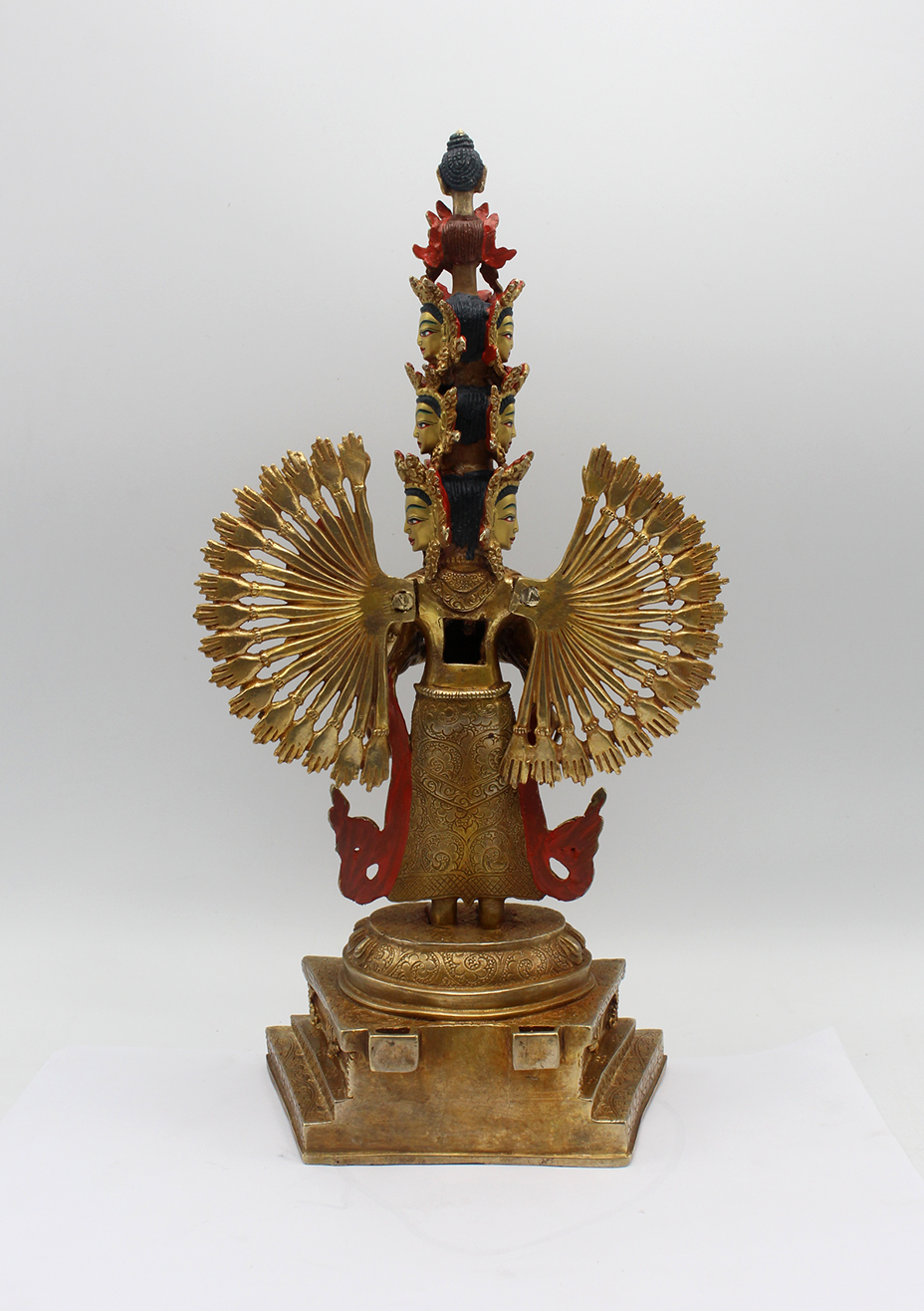 Thousand Arms Bodhisattva Avalokiteshvara Statue Antique Gold Patina 1 ...