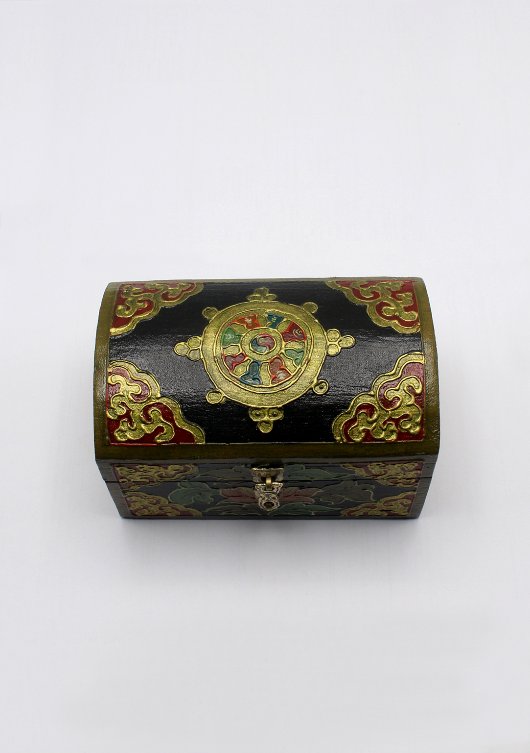 Handpainted Tibetan Wooden Optical Boxes with Dharmachakra- Medium ...