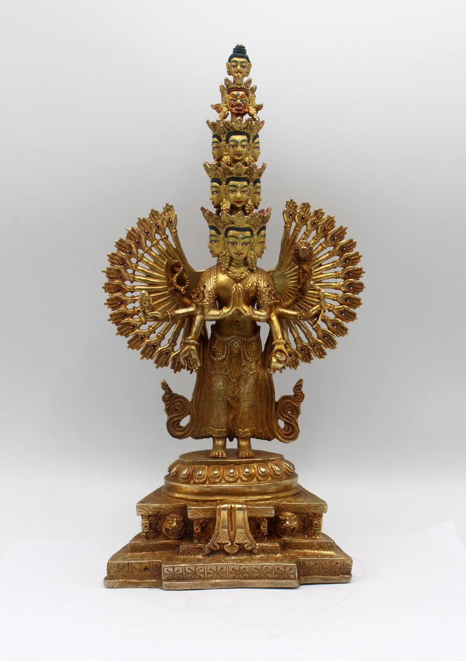 Thousand Arms Bodhisattva Avalokiteshvara Statue Antique Gold Patina 1 ...