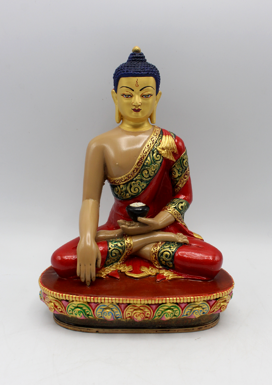 Hand Painted Shakyamuni Resin Buddha Statue 9" H — NepaCrafts Product