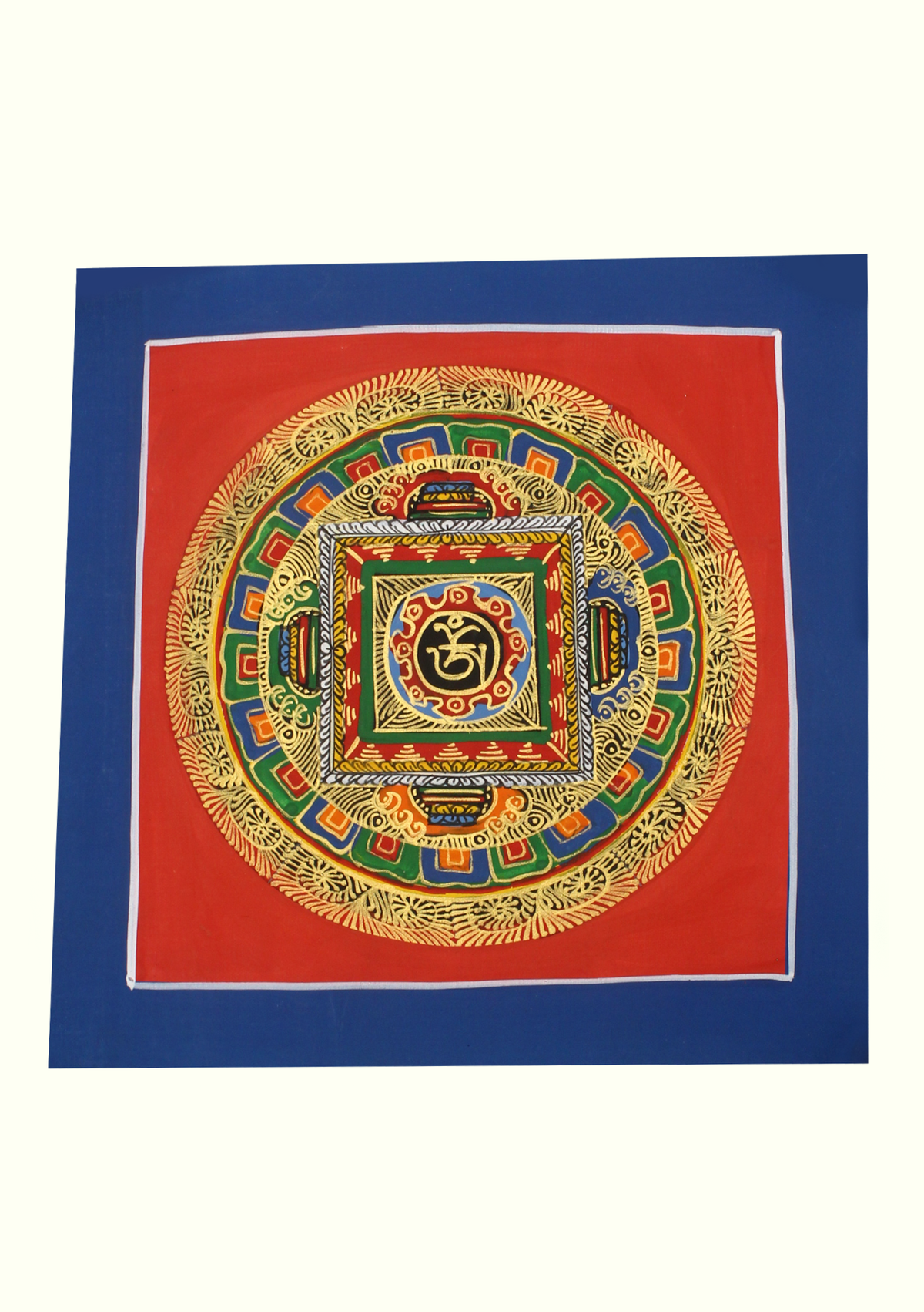 Tibetan Om Mandala Hand Painted Mini Thangka (H) — NepaCrafts Product