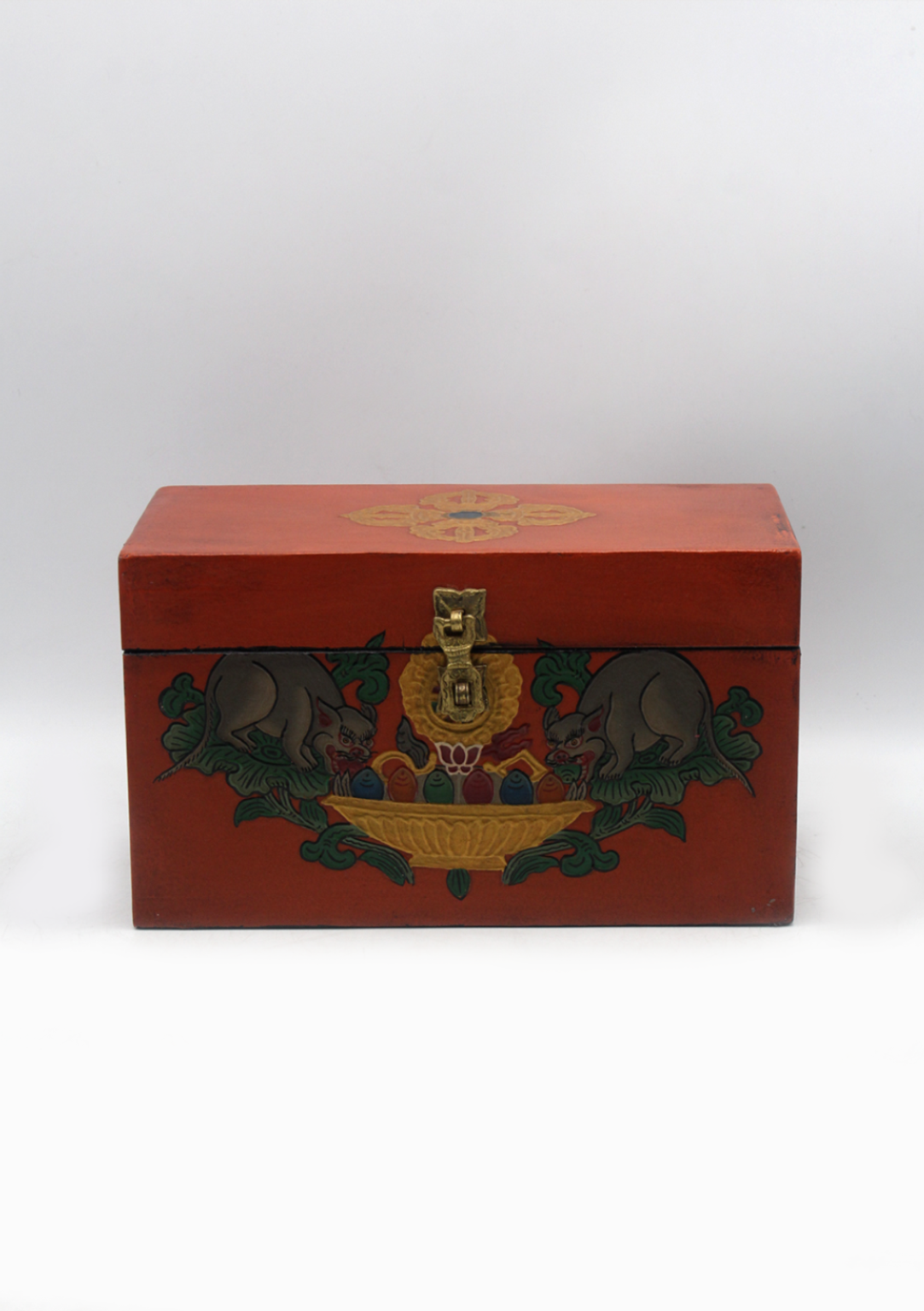 Handpainted Double Dorjee Tibetan Wooden Box — NepaCrafts Product