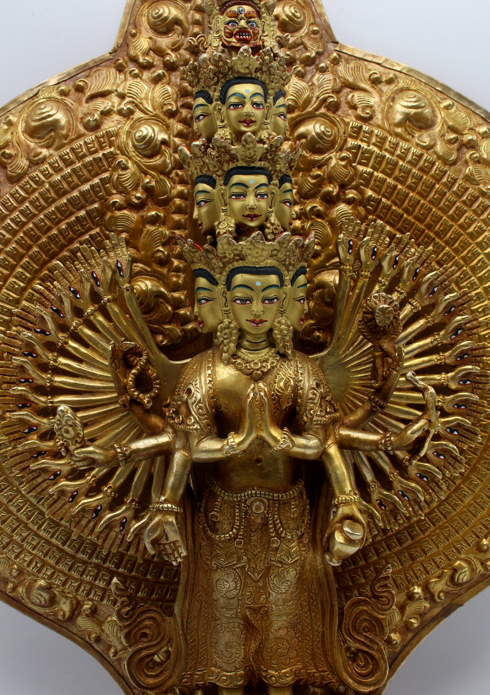 Thousand Arms Bodhisattva Avalokiteshvara Statue Antique Gold Patina 1 ...