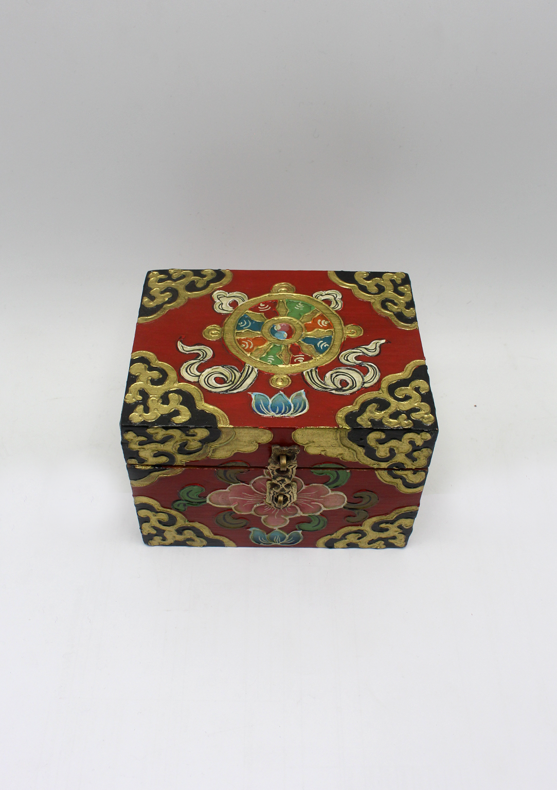 Handpainted Tibetan Wooden Boxes with Dharmachakra- Small — NepaCrafts ...