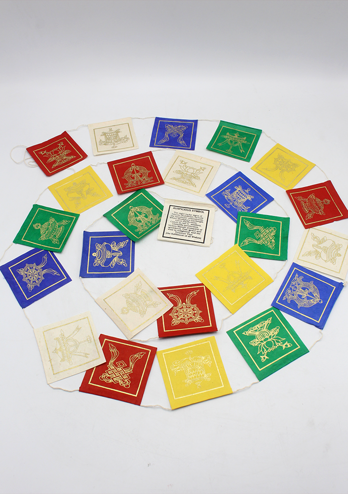 Auspicious Symbol Mini Lokta Paper Prayer Flags — NepaCrafts Product