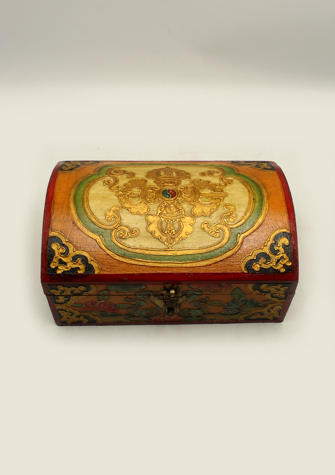 Handpainted Tibetan Wooden Double Dorjee Optical Box — NepaCrafts Product