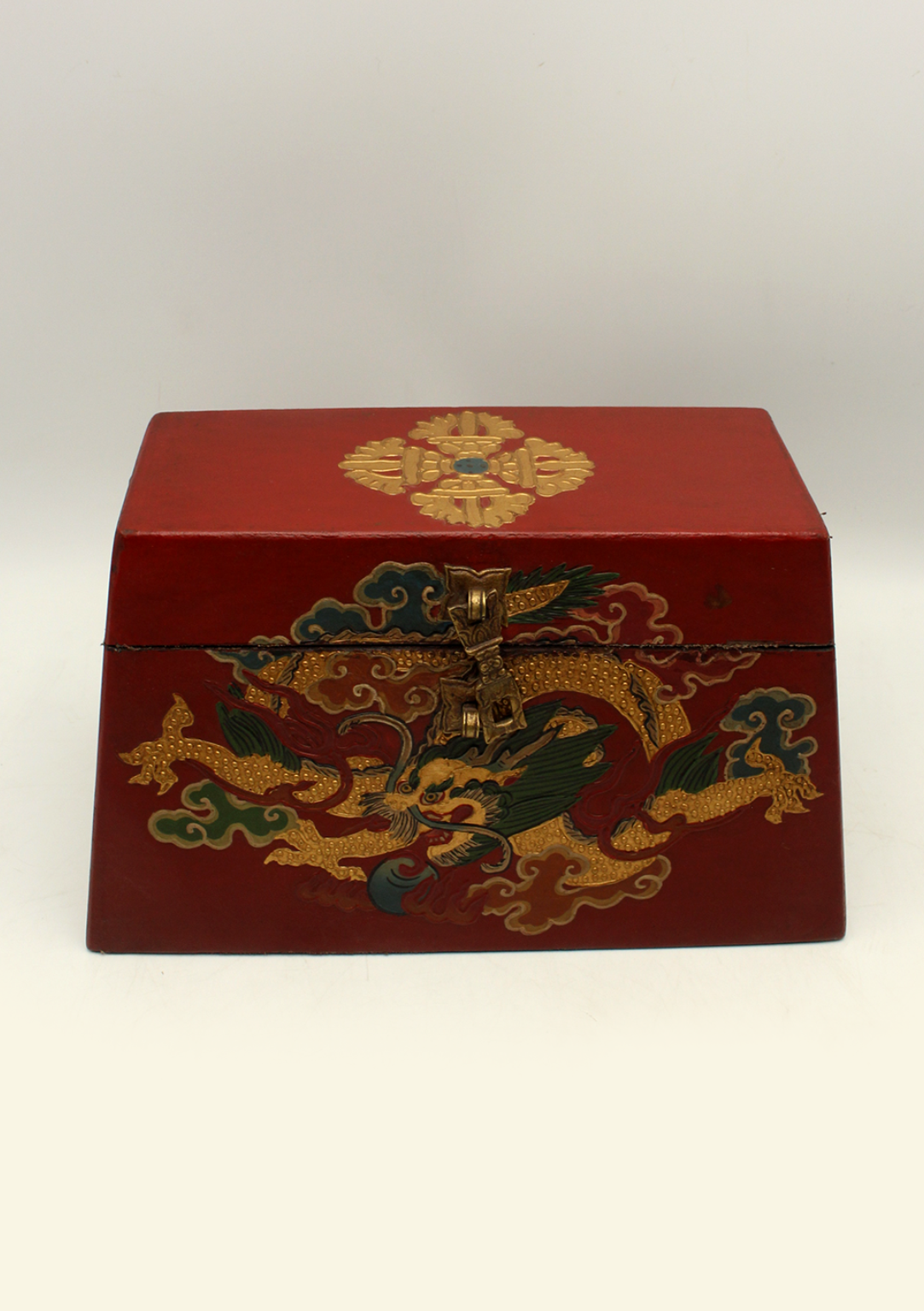 Handpainted Tibetan Double Dorjee Red Jewelry Box with Dragon ...