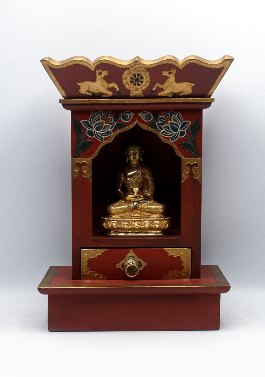 Handpainted Tibetan Wooden Shrine Altar Box — NepaCrafts Product