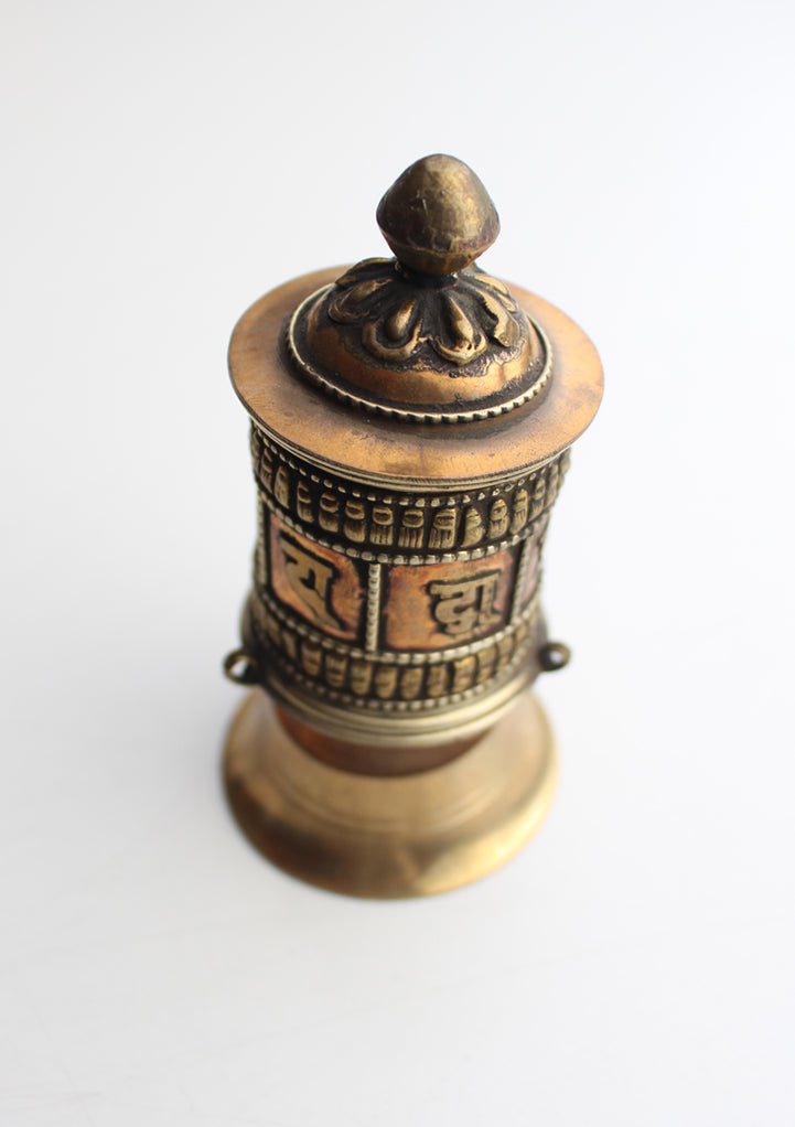 Tibetan Desktop Prayer Wheel Inscribed with Newari Script Mantra ...