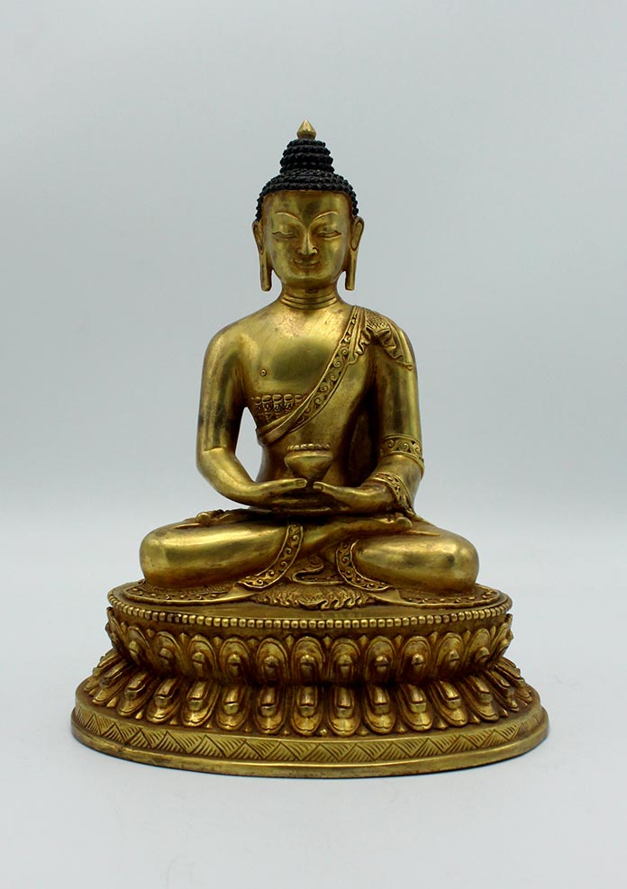 Handcarved Gold Plated Amitabh Buddha Statue 9 Inches — NepaCrafts Product
