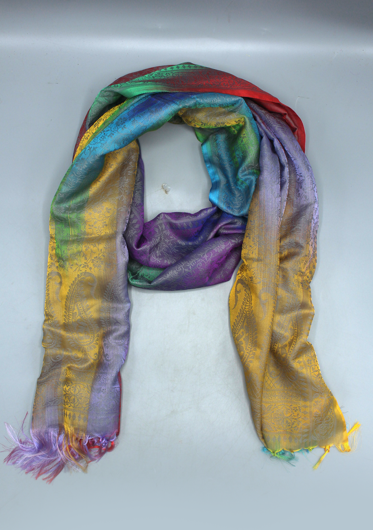 Silk Mixed Polyester Vine Designed Multi Color Shawls — NepaCrafts Product