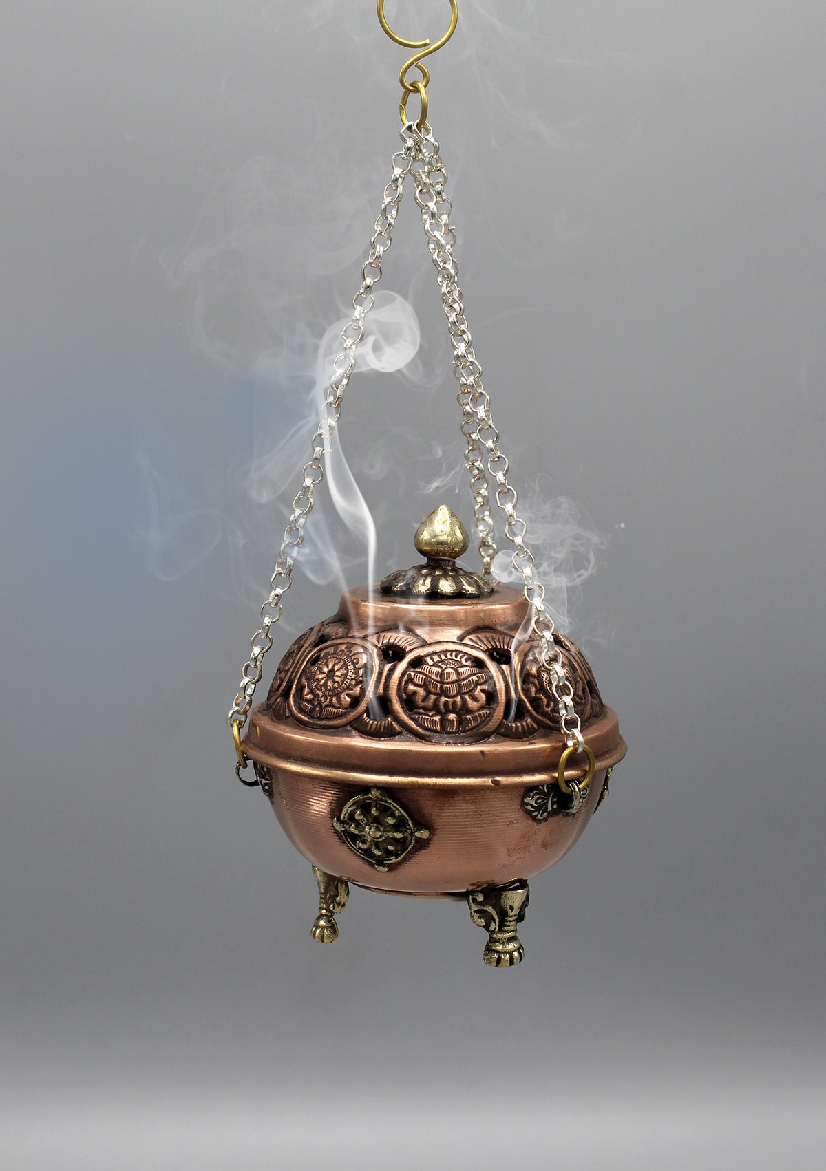 Eight Auspicious Symbol Hanging Copper Incense Burner — NepaCrafts Product
