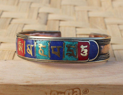 Om Mani Copper Inlay Bangle — NepaCrafts Product