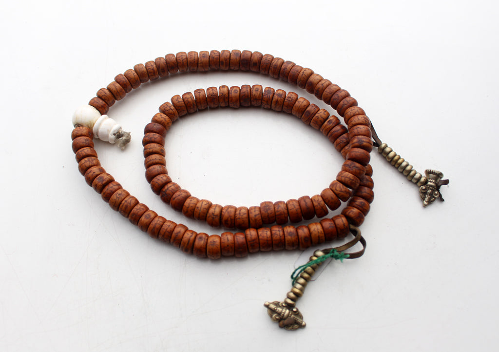 Cut Design Flat Beads Bodhi Seed Prayer Mala with Dorjee Counter ...