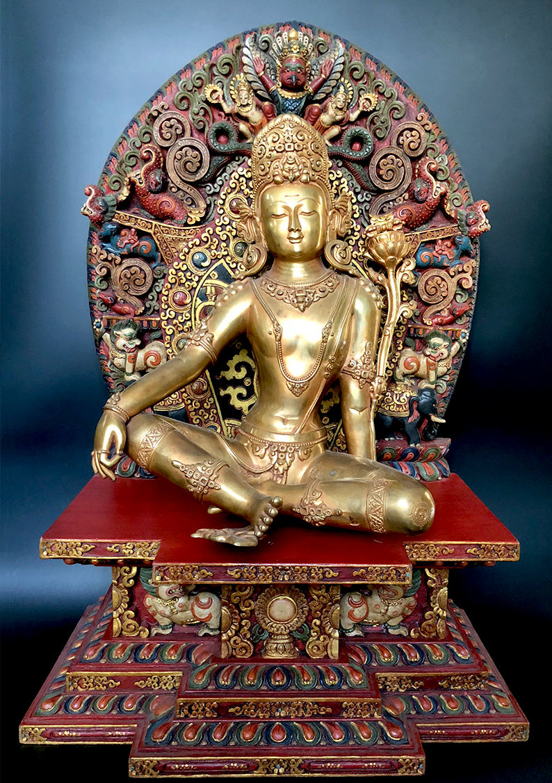 Masterpiece 24K Gold Gilded Copper Indra Dev Statue — NepaCrafts Product