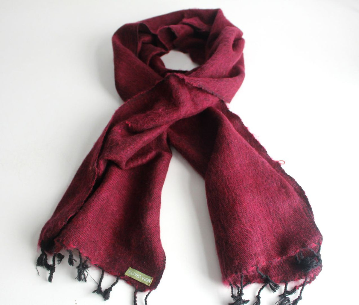 Three Ply Maroon Woolen Muffler — NepaCrafts Product