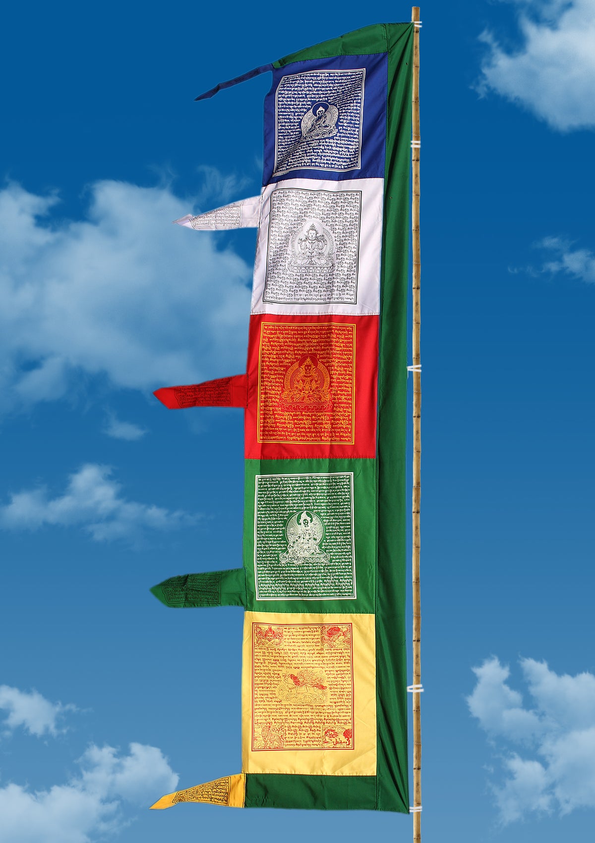 Vertical Mixed Deities Tibetan Prayer Flags Color Print — NepaCrafts ...
