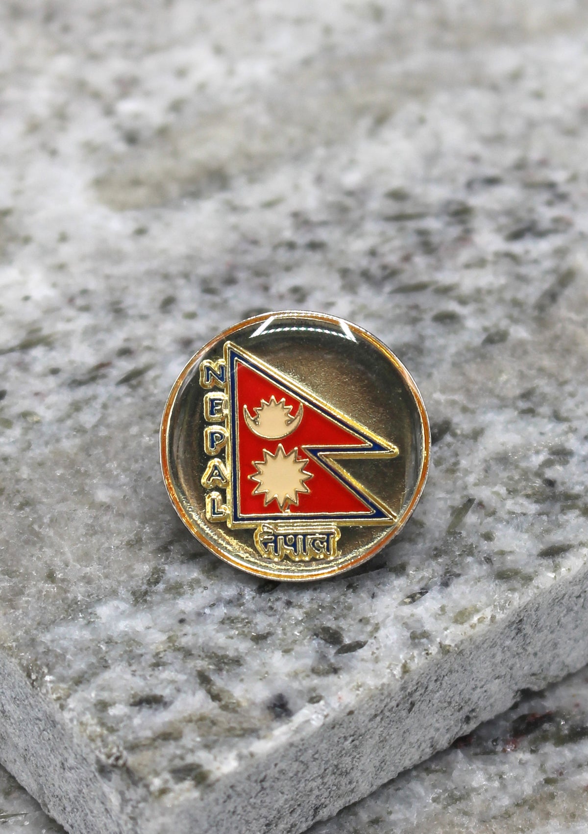 Round Nepal Flag Lapel Pin Badge — NepaCrafts Product
