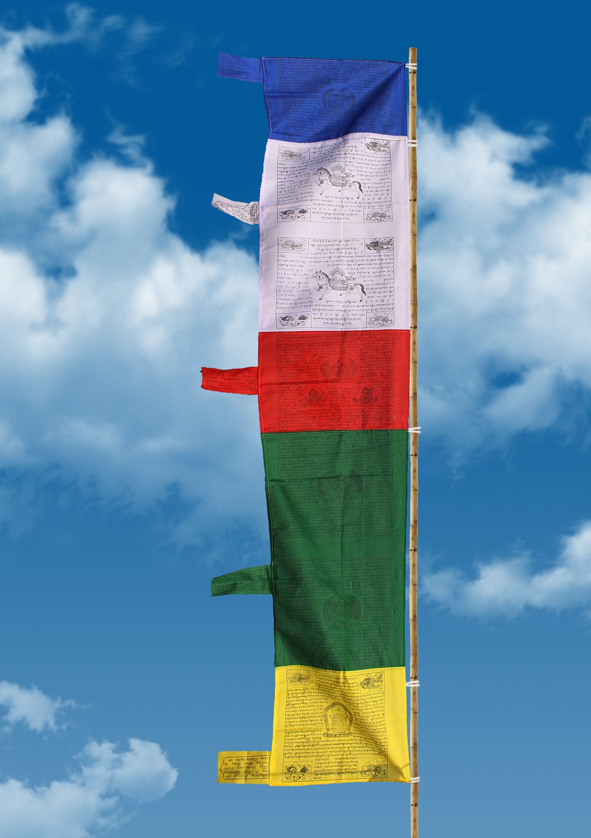 Vertical Windhorse and Tibetan Deities Prayer Flags — NepaCrafts Product