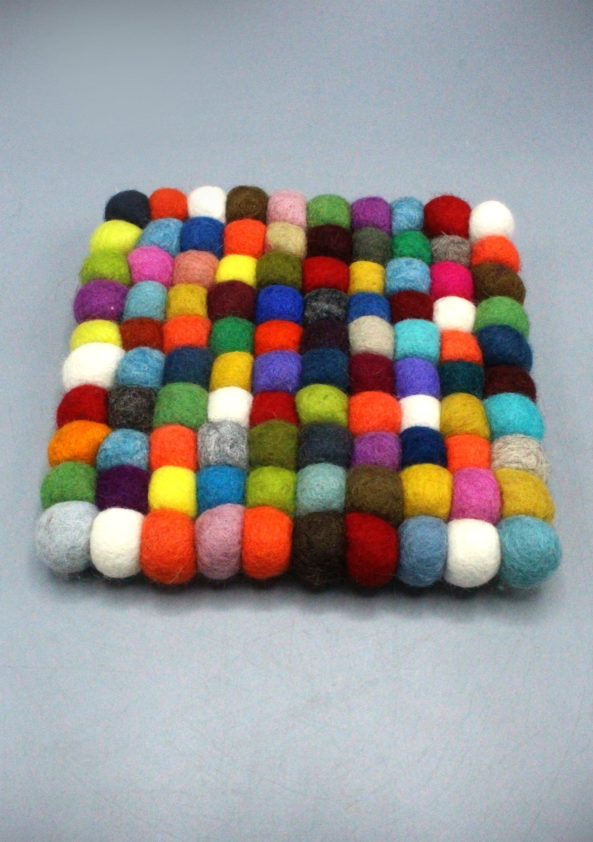 Multi Color Felt Ball Square Trivet — NepaCrafts Product